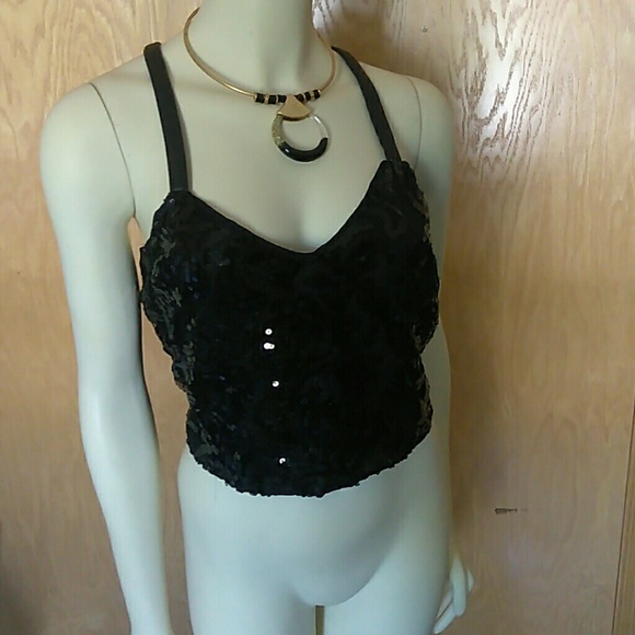 bebe | Tops | Sexy Sequined Bebe Crop Top S New | Poshmark